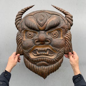 Vintage Devil Mask, Devil Face, Large Copper Mask, Handmade, Metal ...