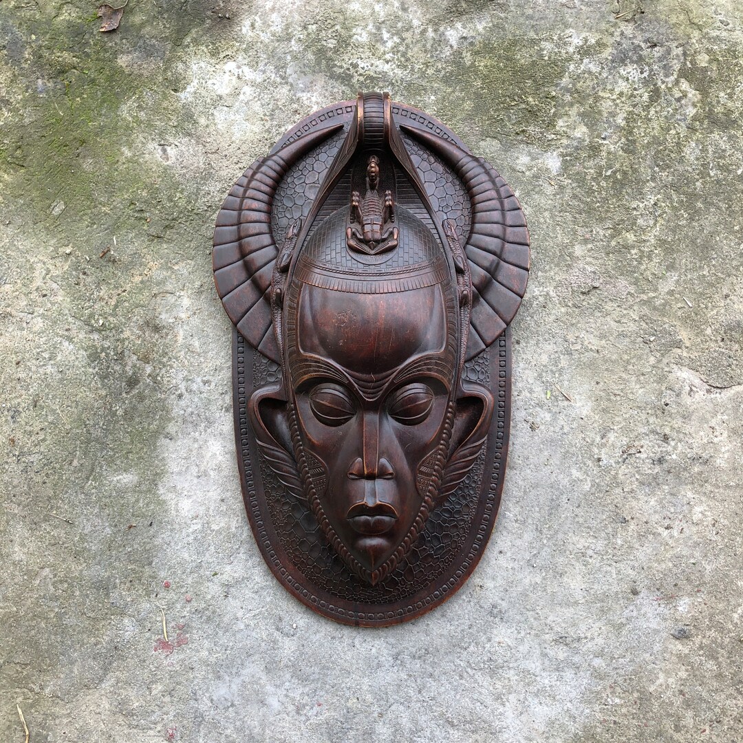 Vintage Wooden Mask, Handmade, Large Wall Mask, Carved Mask, Wall Decor ...