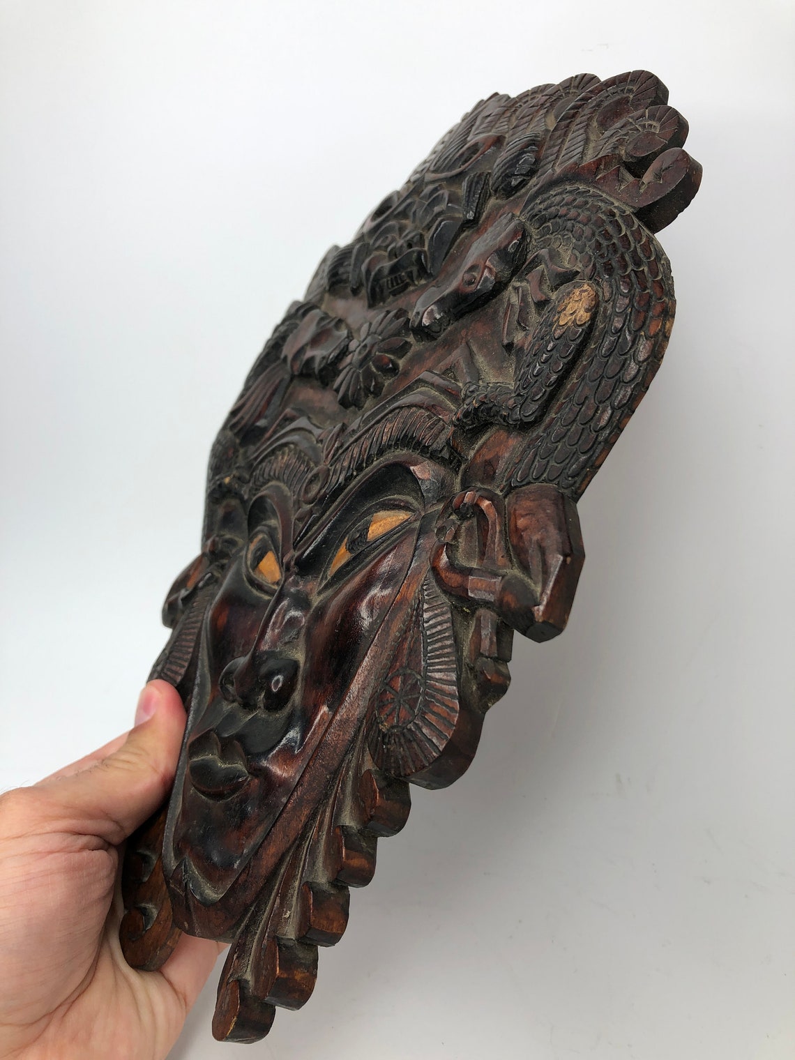 Vintage Wood Mask Large Wall Mask Carved Mask Wall Decor - Etsy