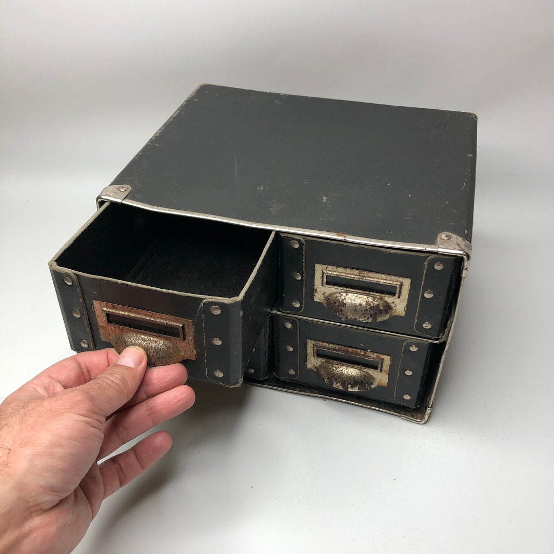 Vintage File Cabinet, Drawer, Storage Box, Slides, Cards, Cardboard Box ...