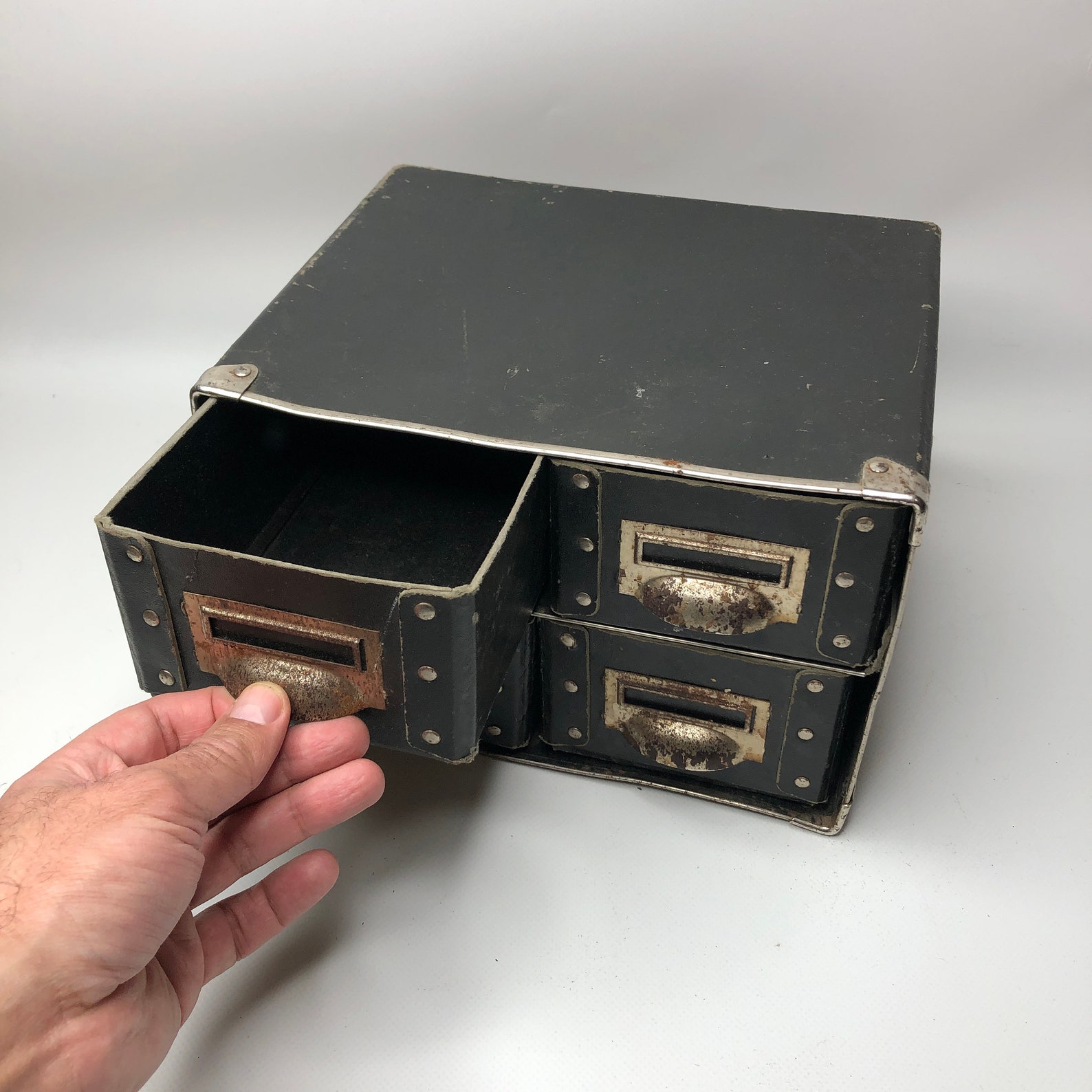 Vintage File Cabinet Drawer Storage Box Slides Cards - Etsy