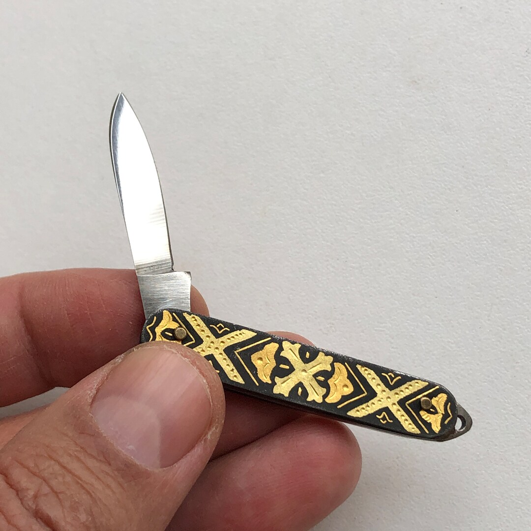 Vintage Miniature Knife, Toledo, Damascene, Pocket Knife, Souvenir ...