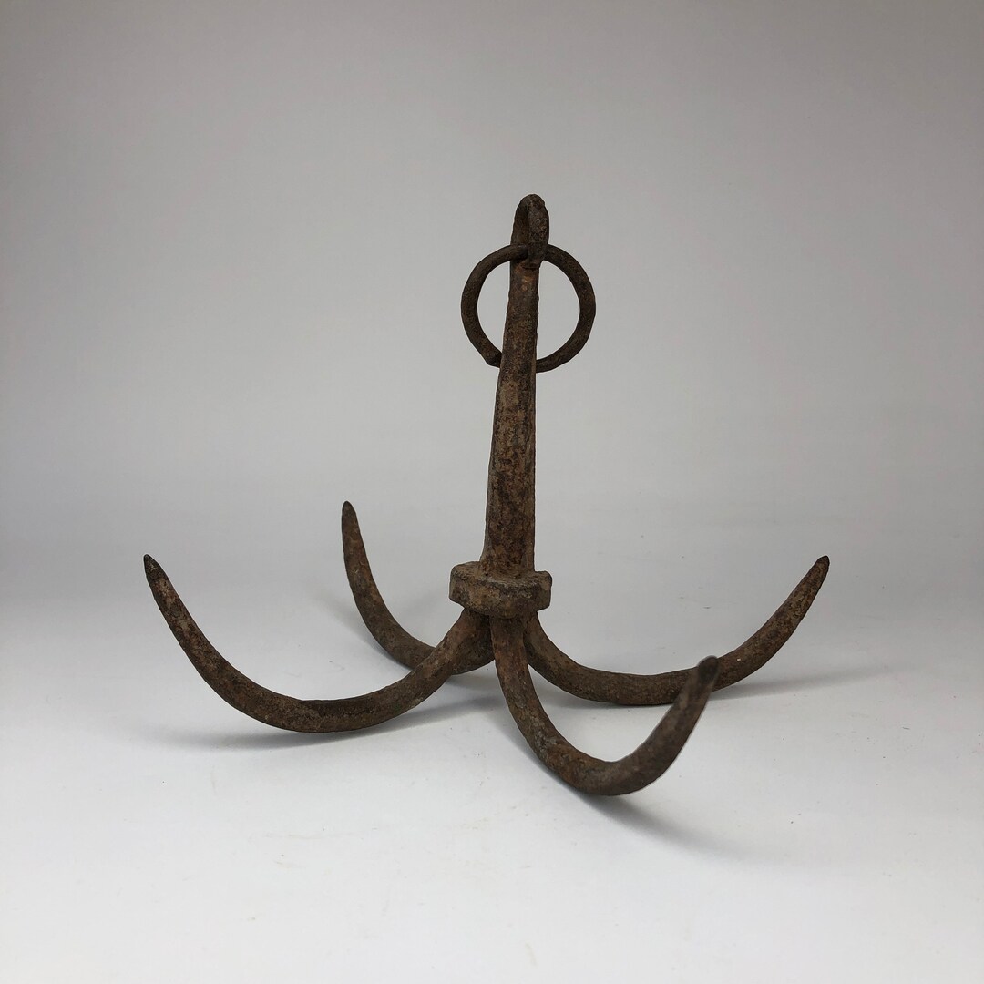 Antique Forged Hook, Trawling Anchor, Grappling Hook, Handmade, Rustic ...