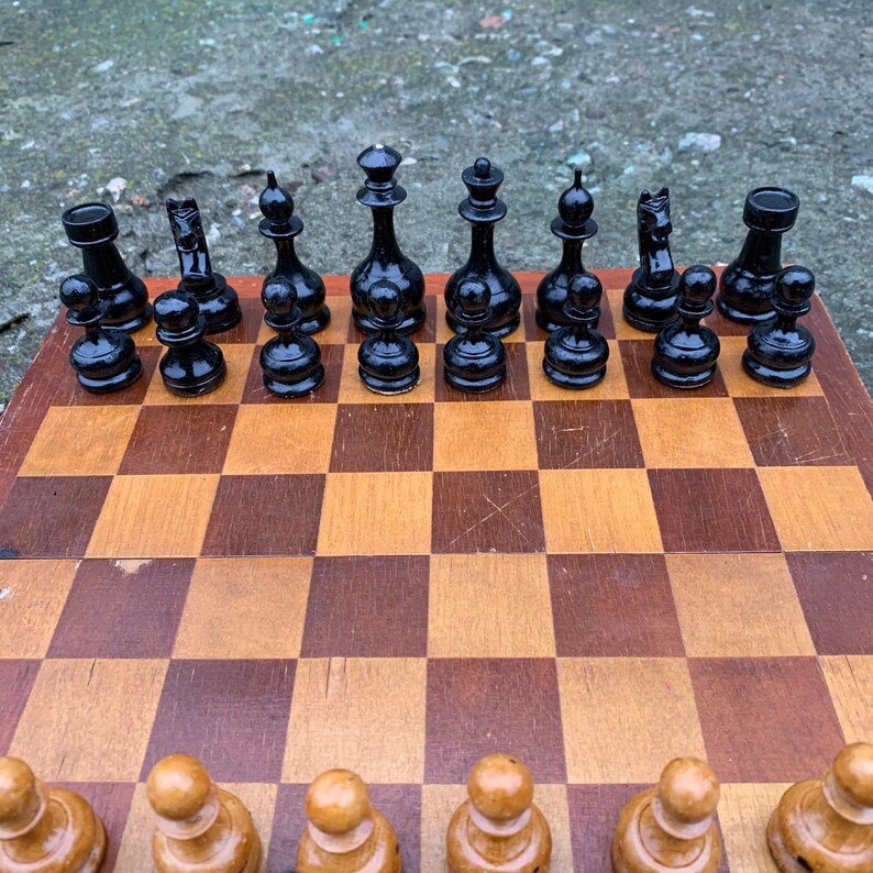 Vintage Chess Old Wooden Chess Soviet Board Game Logic - Etsy