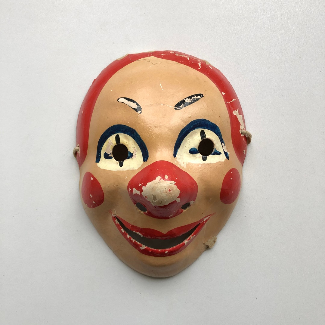 Vintage Clown Mask Carnival Mask Handmade papiemache - Etsy