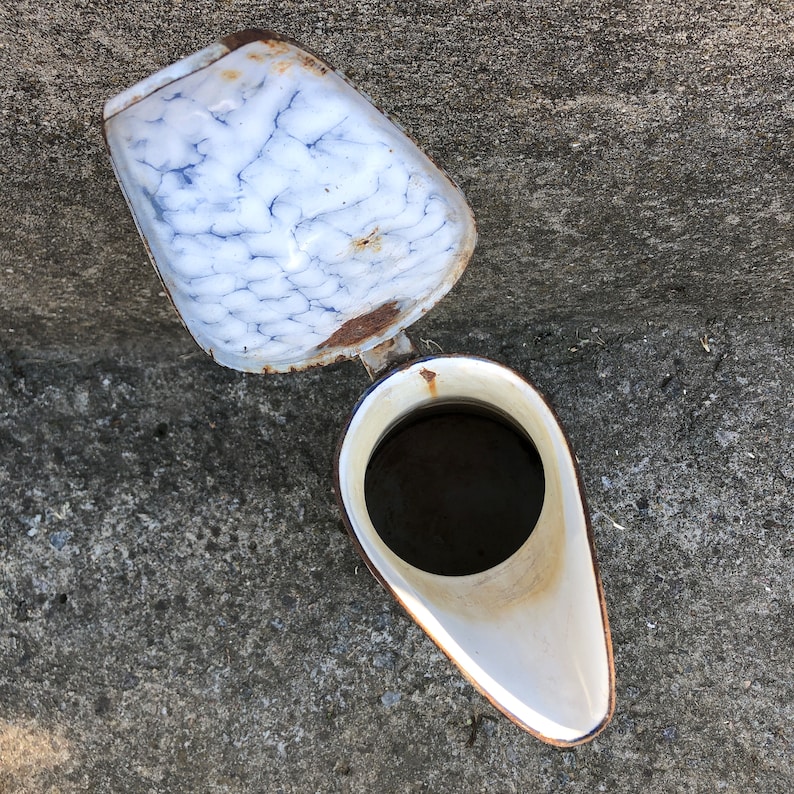 Vintage Enamel Pitcher, Water Pitcher, Large Bath Pitcher, Rustic Decor ...