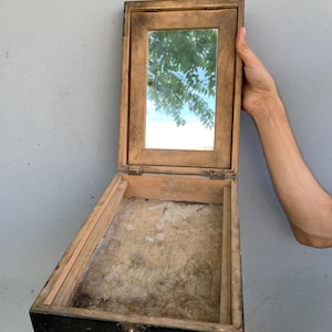 Vintage Shaving Box, Wooden Box With Mirror, Travel Shaving Box, Old ...