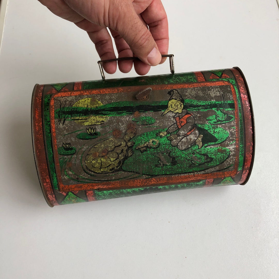 Vintage Lunch Box, Soviet Tin Box, Children's Metal Suitcase, Oval Bag ...