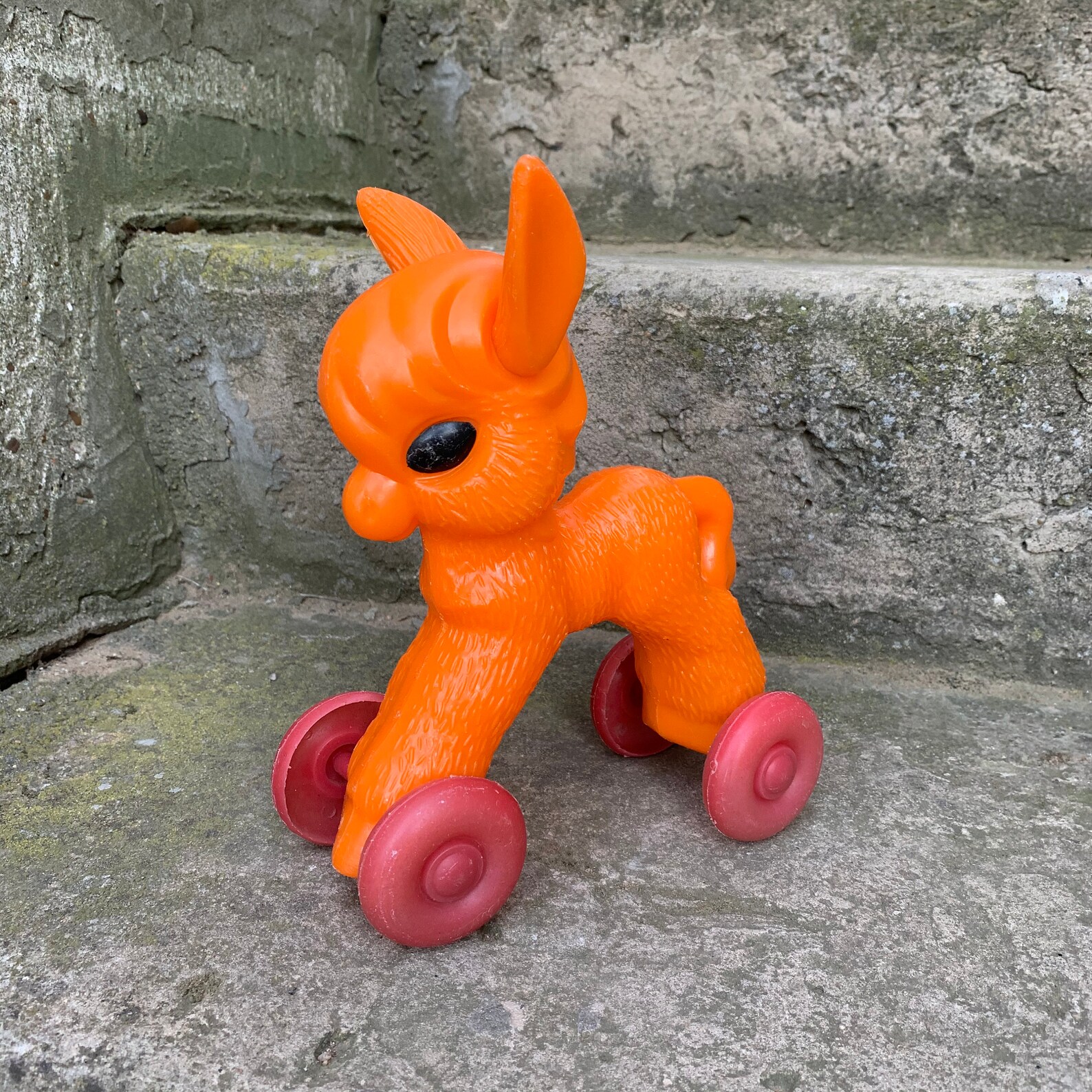 Vintage Toy Goat Soviet Toy on Wheels Orange Goat Pull Toy | Etsy