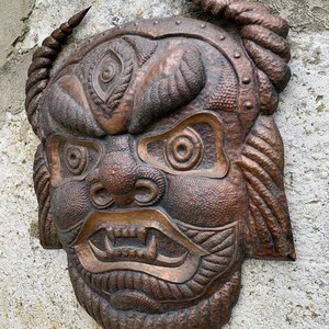 Vintage Devil Mask, Devil Face, Large Copper Mask, Handmade, Metal ...