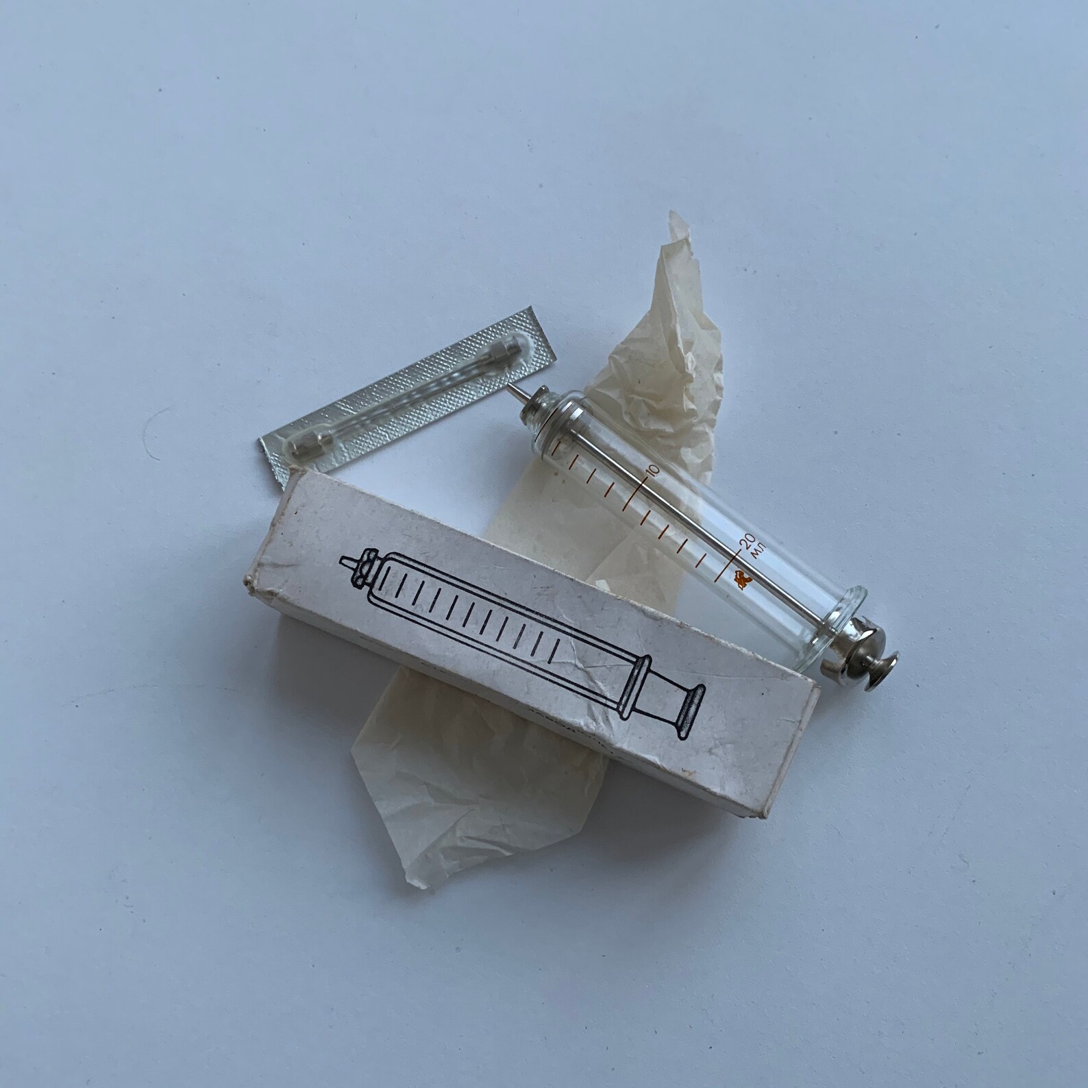 Reusable Medical Injection Syringe, 20ml, Glass Plunger and Collapsible ...