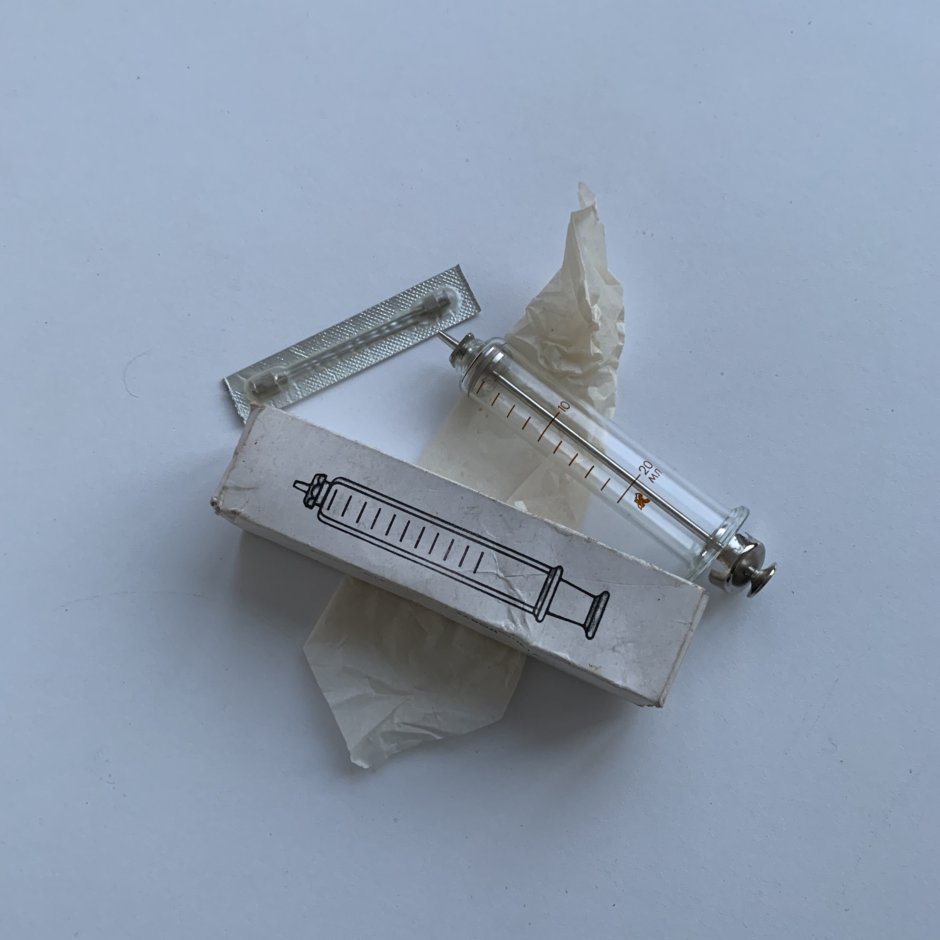 Reusable Medical Injection Syringe, 20ml, Glass Plunger and Collapsible ...
