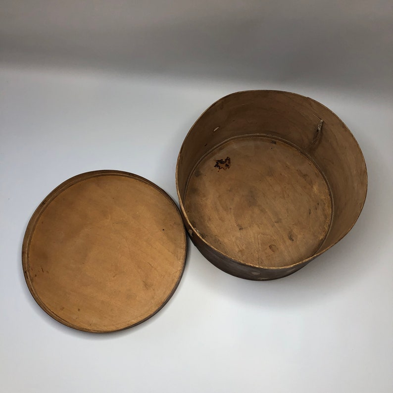 Vintage Hat Box, Antique Wooden Box, Round Wooden Container, Storage ...