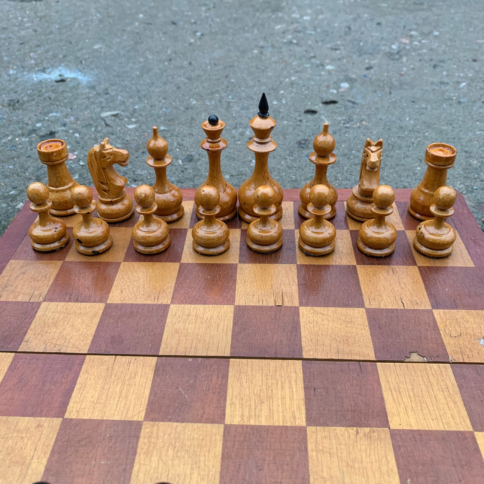 Vintage Chess Old Wooden Chess Soviet Board Game Logic | Etsy