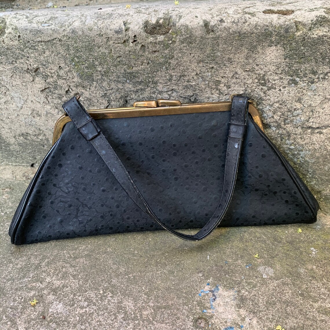 Vintage Bag in the Style of the 60s Reticule Black Handbag - Etsy