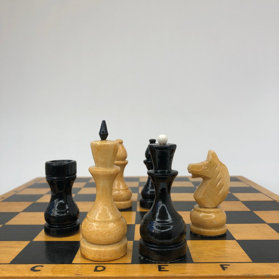 Vintage Chess Set, USSR Chess, Wooden Chess, Soviet Chess, Old Board ...