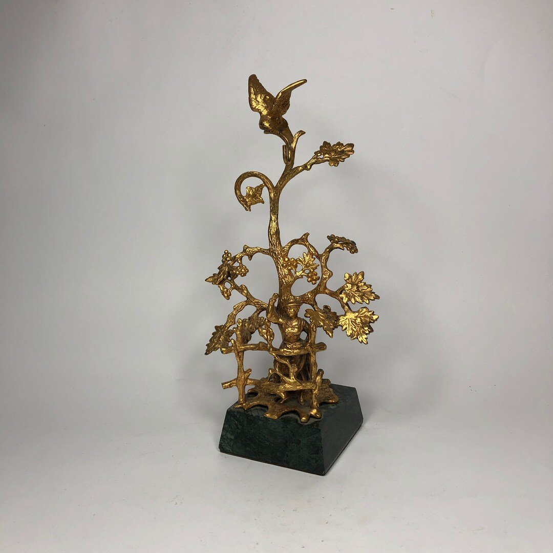 Vintage Key Hanger, Bronze Key Holder, Bronze Wood, Desktop Key Hanger ...