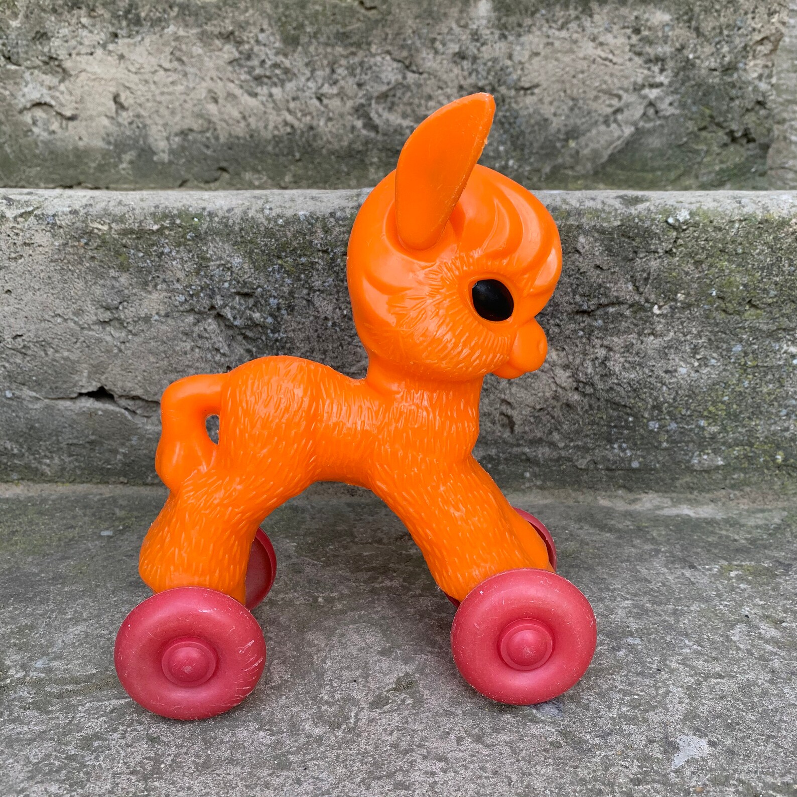 Vintage Toy Goat Soviet Toy on Wheels Orange Goat Pull Toy | Etsy
