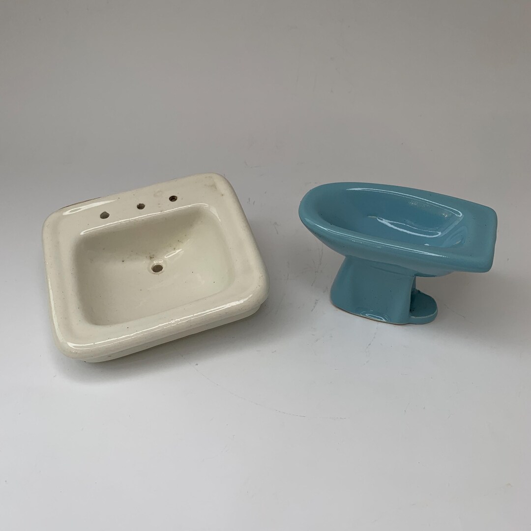 Vintage Miniature Toilet, Vintage Miniature Sink, Porcelain Toilet and ...