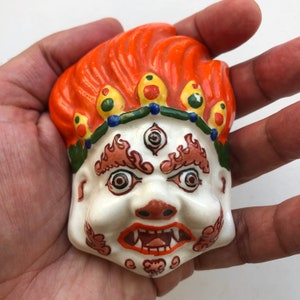 Vintage Mask, Mongolia, God of Fire, Porcelain, Brands, Hand-painted ...