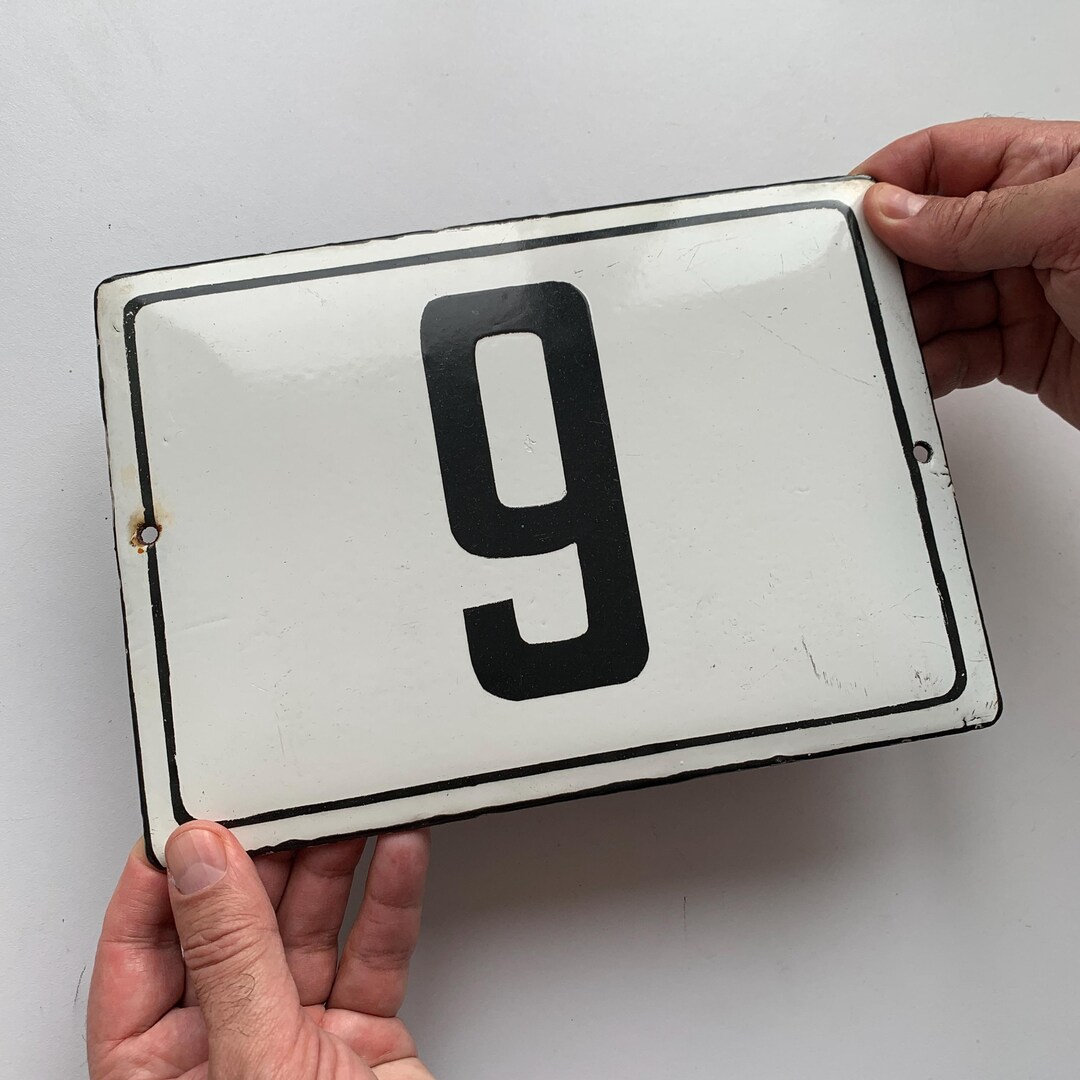 Vintage Enamel Sign, Numeral 6, Number 9, Big Blue Sign, Soviet Enamel ...