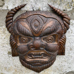 Vintage Devil Mask, Devil Face, Large Copper Mask, Handmade, Metal ...