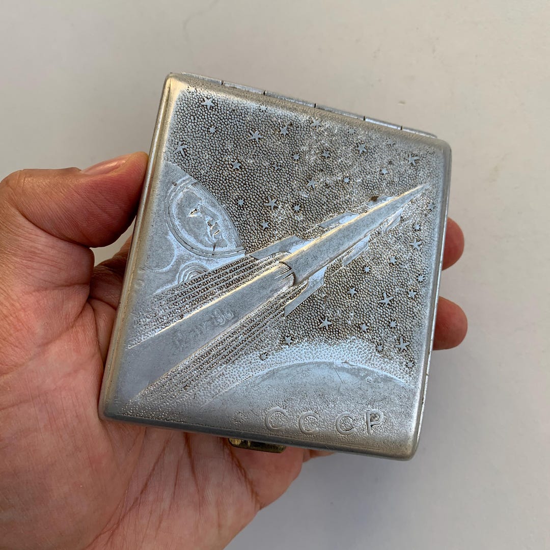 Vintage Cigarette Case, Rocket, Cosmos, Yuri Gagarin, Soviet Cigarette ...