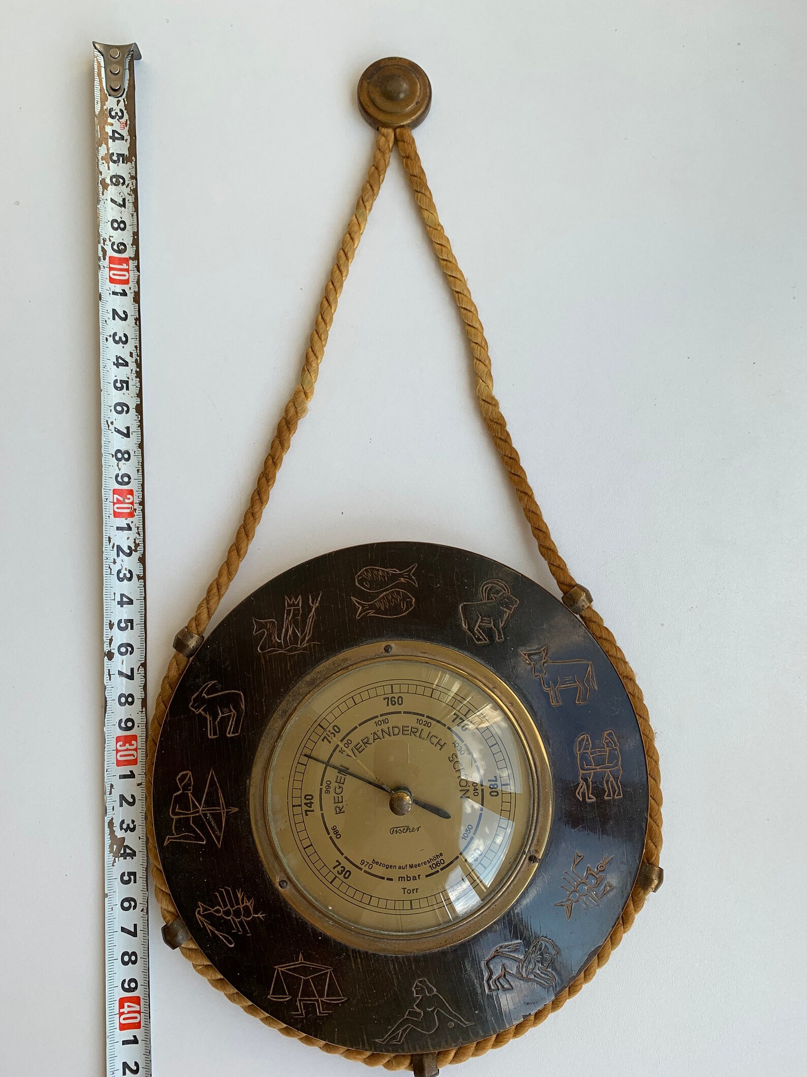 FISCHER GDR Vintage Barometer 60s Wooden Round Barometer - Etsy