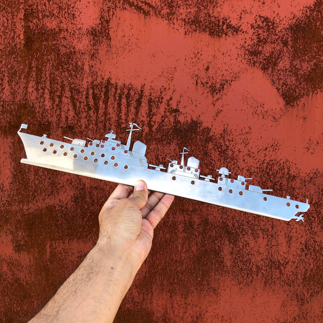 Vintage Metal Ship, Warship, Cruiser, Soviet Ship Model, Handmade, Ship ...