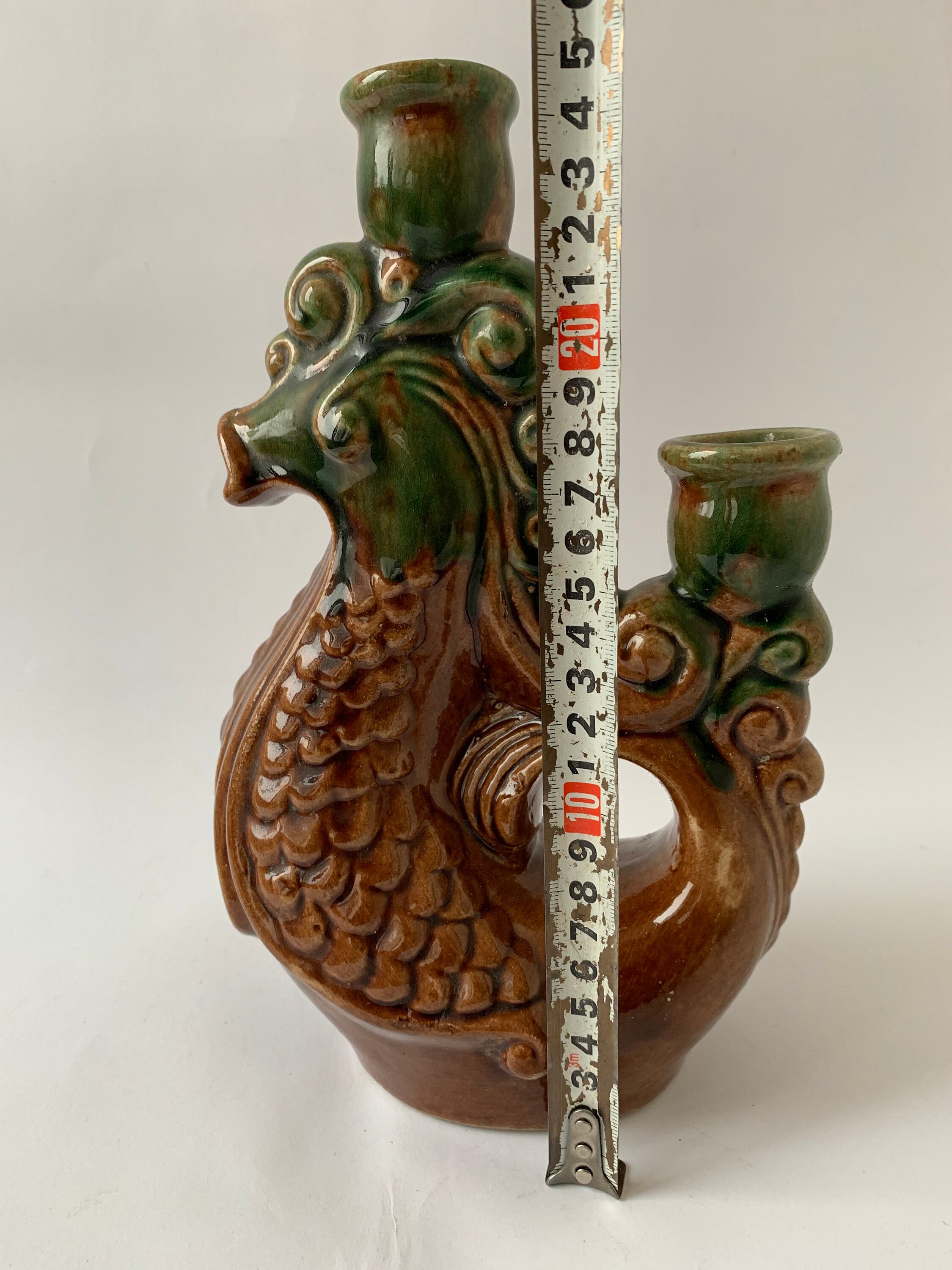 Vintage Faience Candlestick seahorse Soviet Clay - Etsy