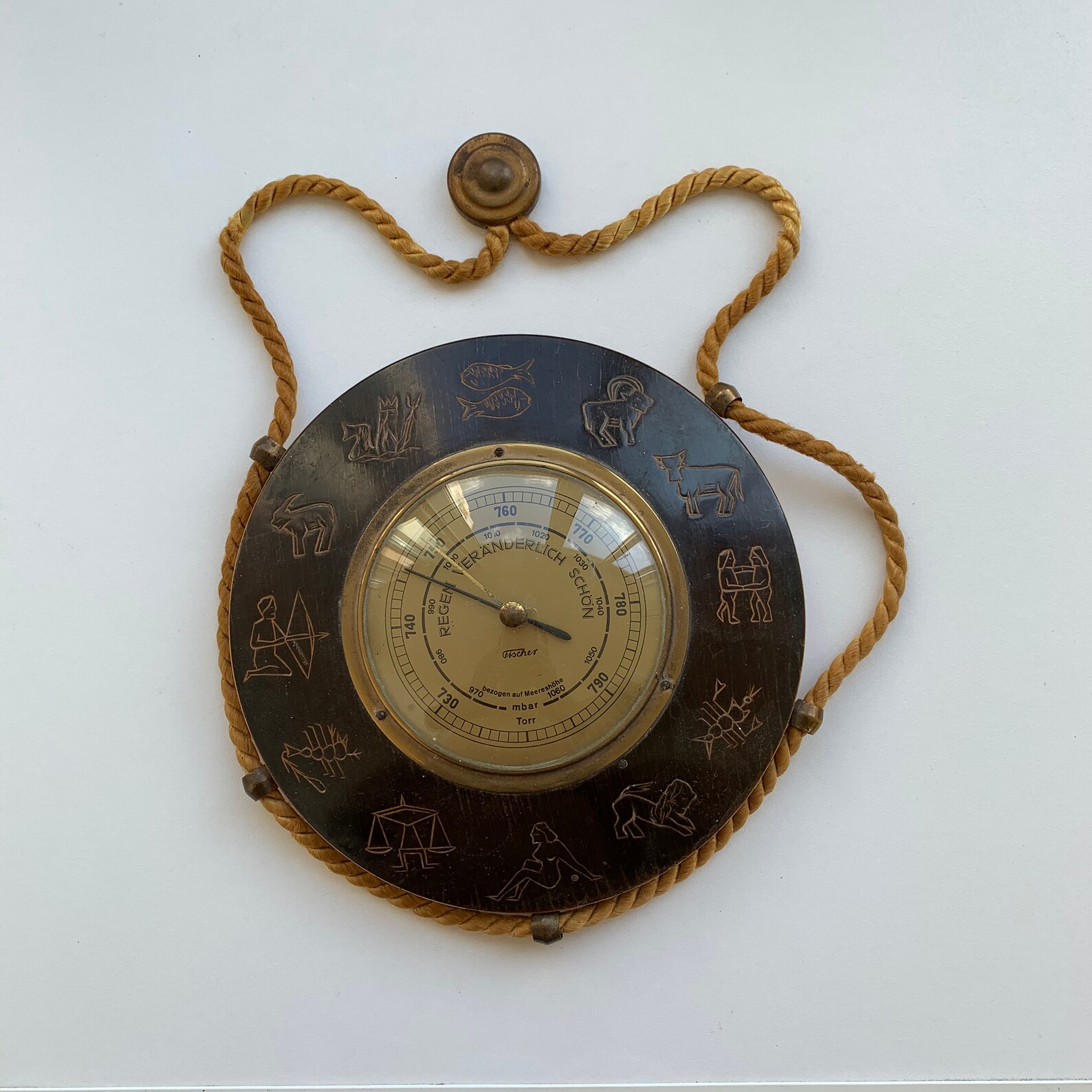 FISCHER GDR Vintage Barometer 60s Wooden Round Barometer - Etsy