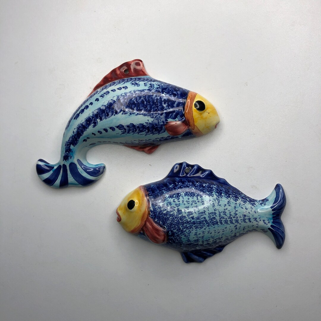 Vintage Ceramic Fish, Ornamental Fish Pair, Handmade, Fish Wall Decor ...