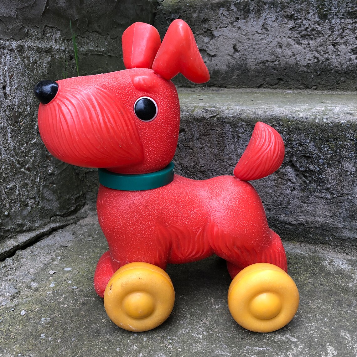 Vintage Rare Toy "dog", Plastic Dog, Soviet Plastic Toy, Toy on Wheels ...