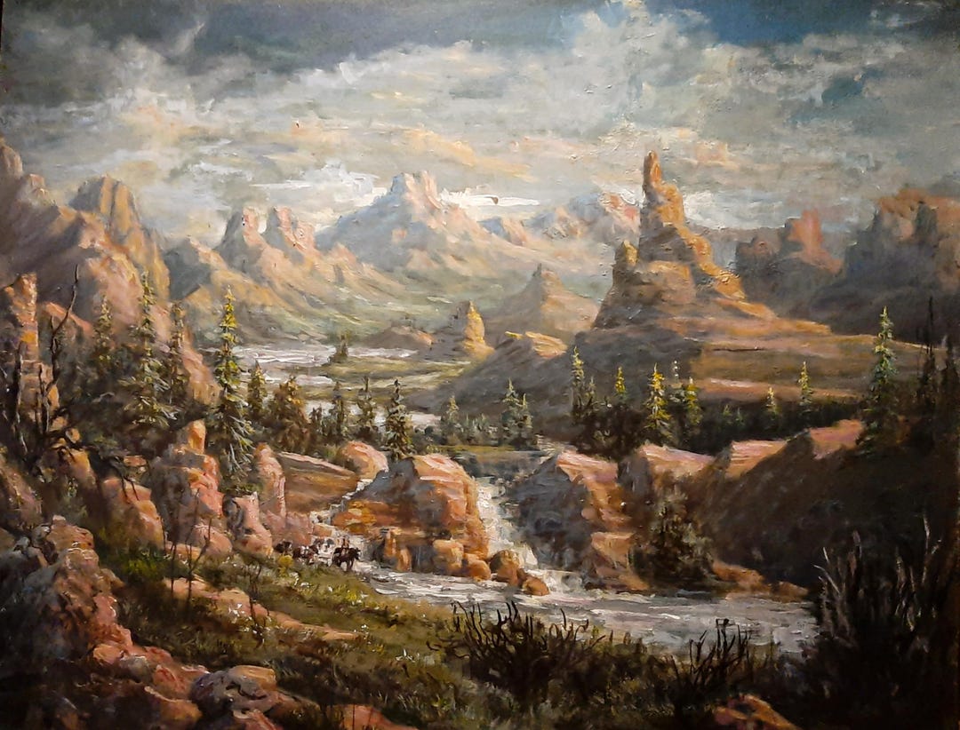 Original Valley Landscape Painting, Adventure Art - Etsy