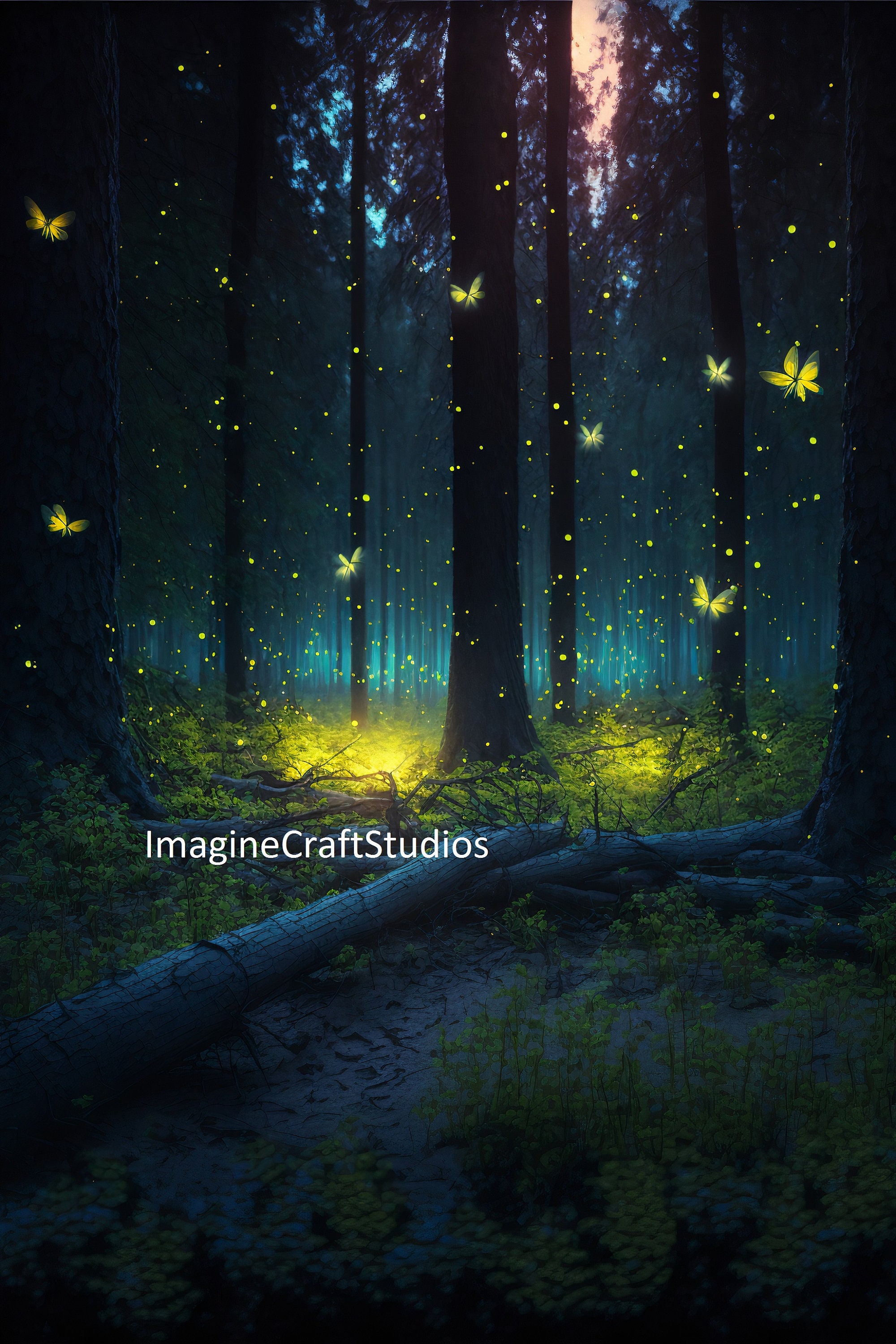 Fireflies in the Forest, DIGITAL DOWNLOAD, Downloadable Art, Wall Art ...