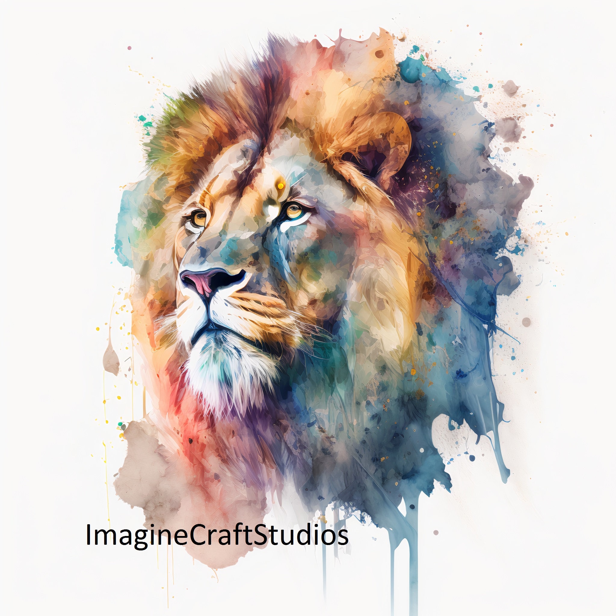 Abstract Watercolor Lion