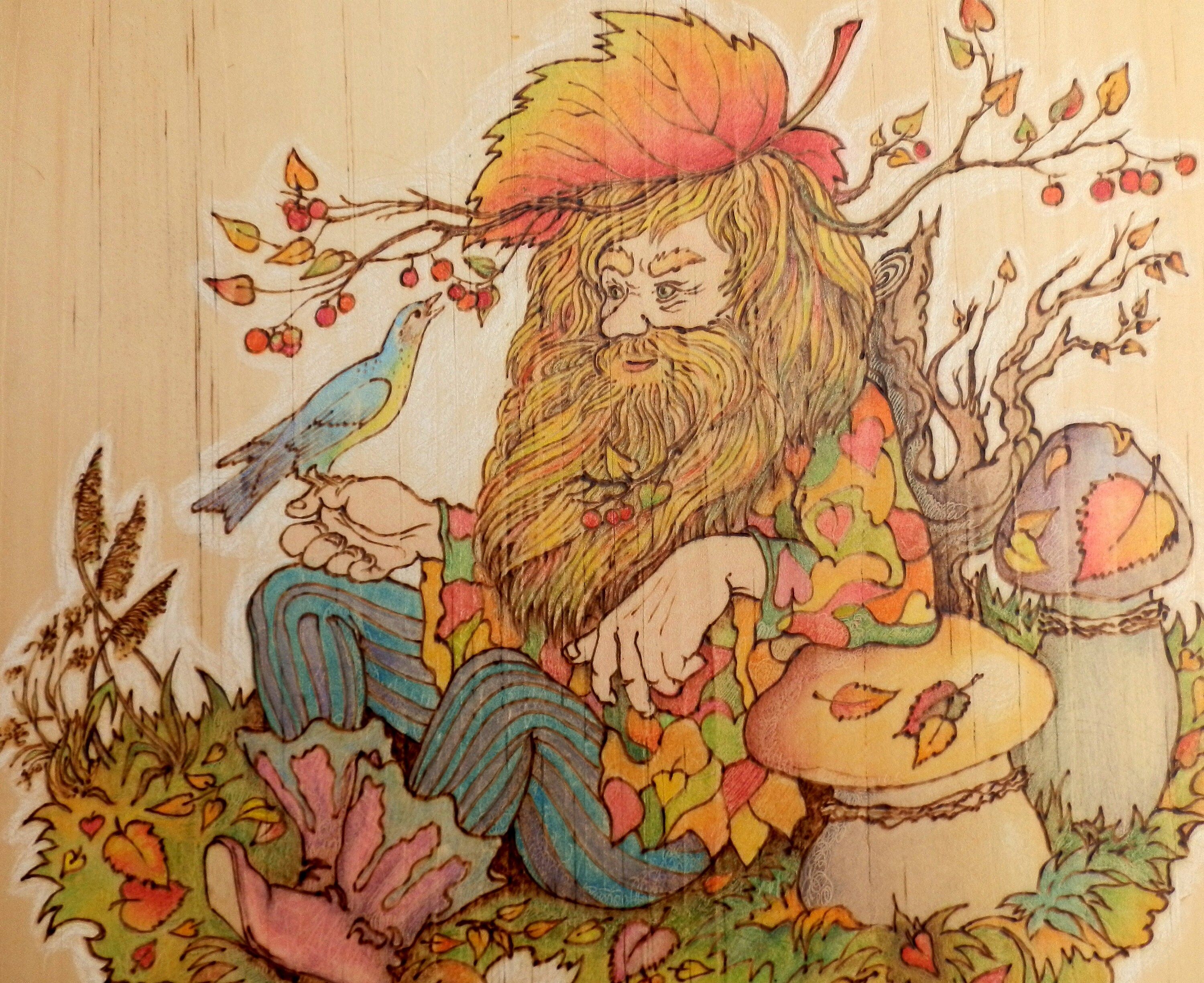 Wood Spirit. A Fairy-tale Character. Pyrography (wood Burning). Nature ...