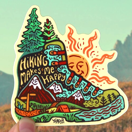 HIKING MAKES Me HAPPY // Weatherproof Outdoor Sticker // Vinyl - Etsy