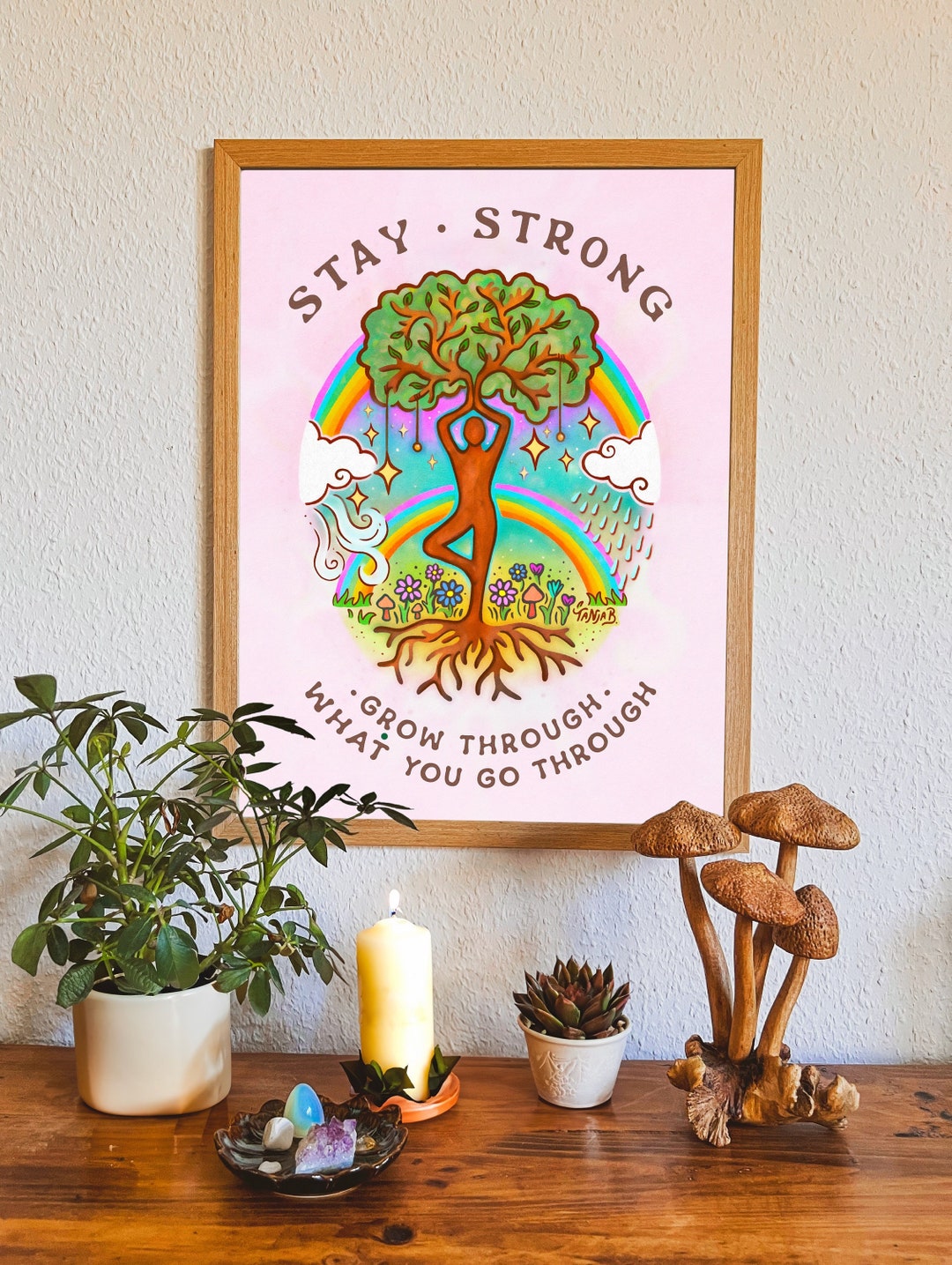 INNER STRENGTH // Tree Art Print Growth, Roots, Spiritual // Vibrant ...
