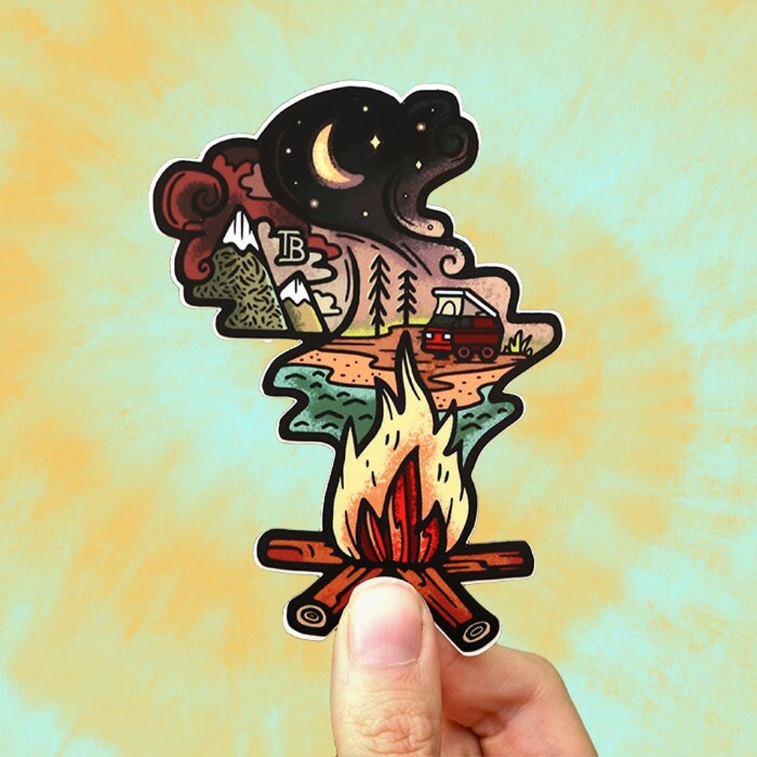BONFIRE NIGHTS // Weatherproof Outdoor & Vanlife Sticker // - Etsy