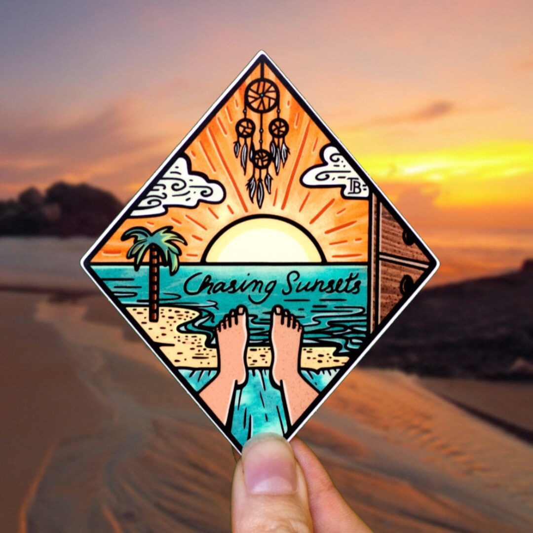 CHASING SUNSETS // Weatherproof Outdoor & Vanlife Sticker // - Etsy