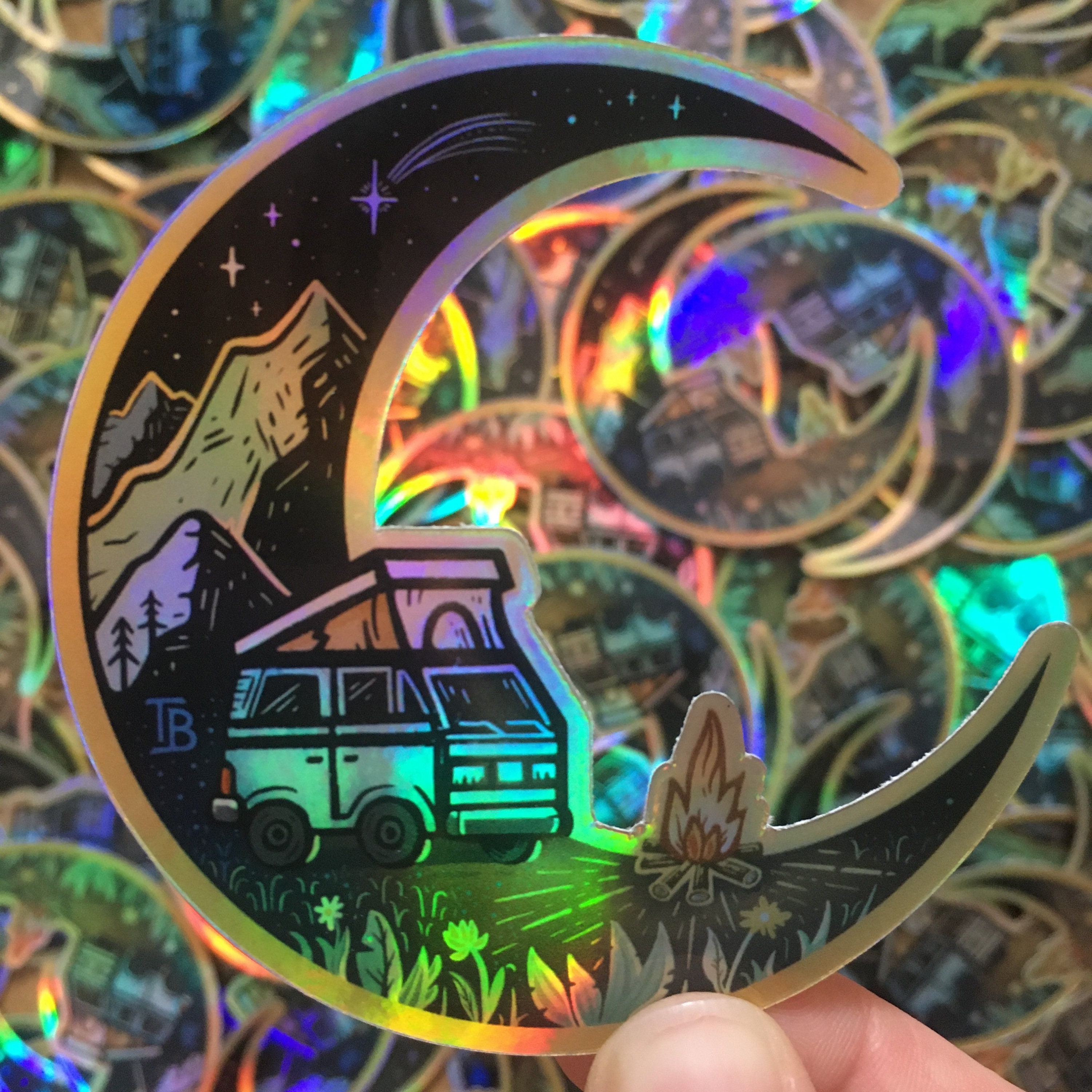 OVER THE MOON // Weatherproof Outdoor & Vanlife Sticker // | Etsy