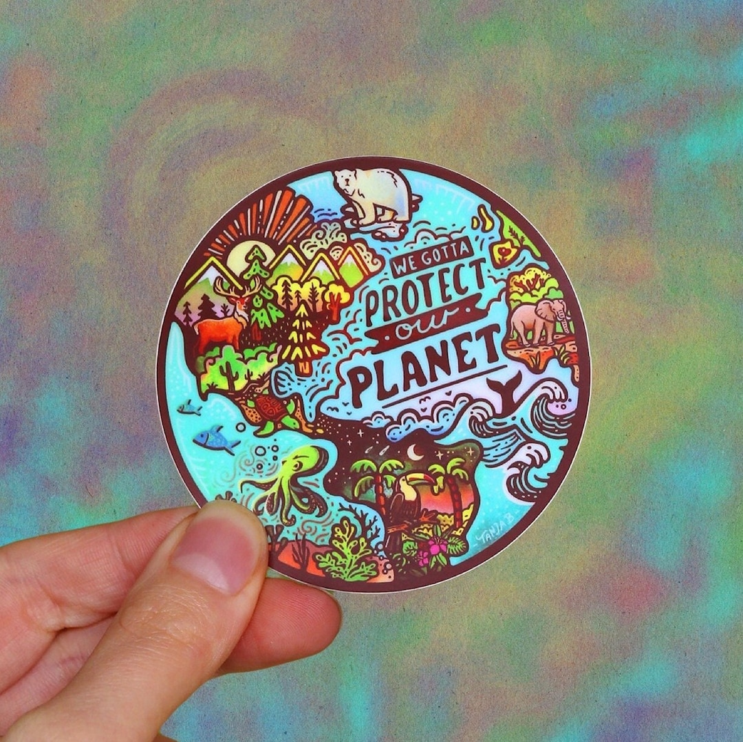 PROTECT OUR PLANET // Weatherproof Outdoor Sticker // Vinyl 3"- Animals ...