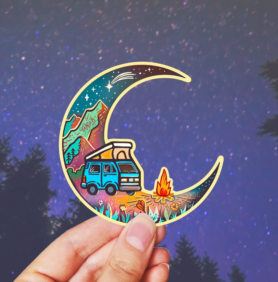 OVER THE MOON // Weatherproof Outdoor & Vanlife Sticker // Vinyl 3 ...