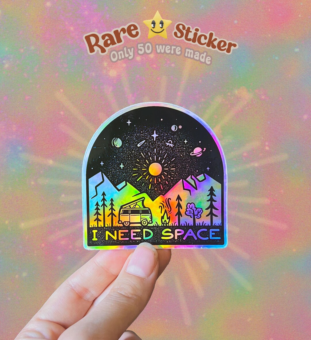 RARE STICKER // Holographic SPACE // Vinyl 4 Vanlife, Cosmic, Trippy - Etsy