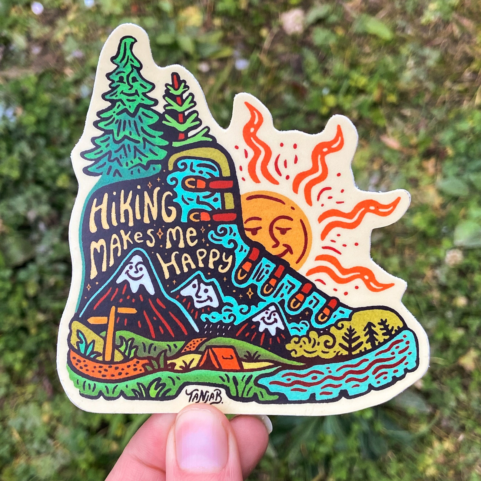 HIKING MAKES Me HAPPY // Weatherproof Outdoor Sticker // Vinyl | Etsy