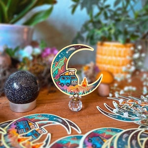 OVER THE MOON // Weatherproof Outdoor & Vanlife Sticker // Vinyl 3 ...
