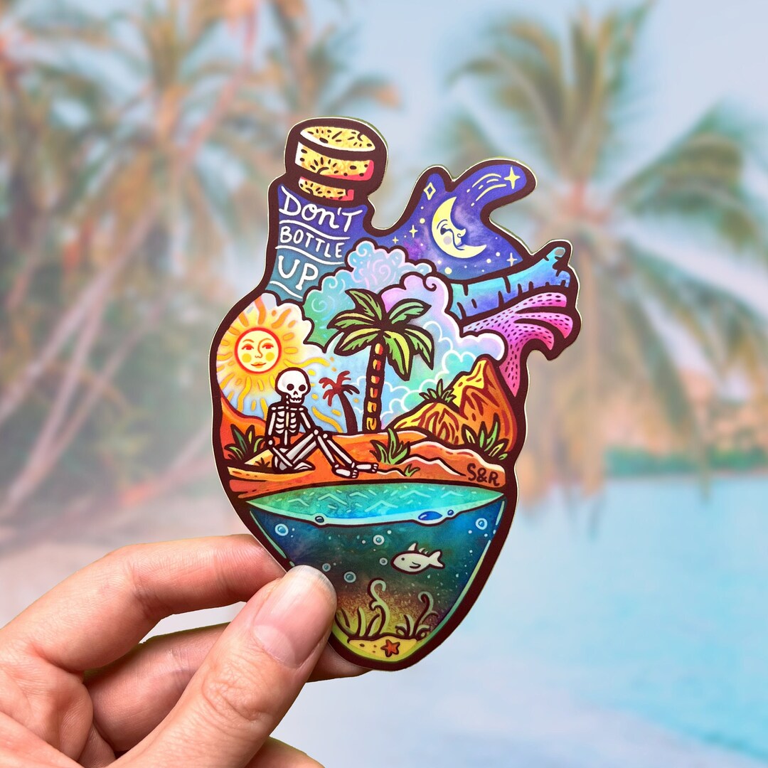DON'T BOTTLE UP // Weatherproof Outdoor Sticker // Vinyl 4" - Skeleton ...