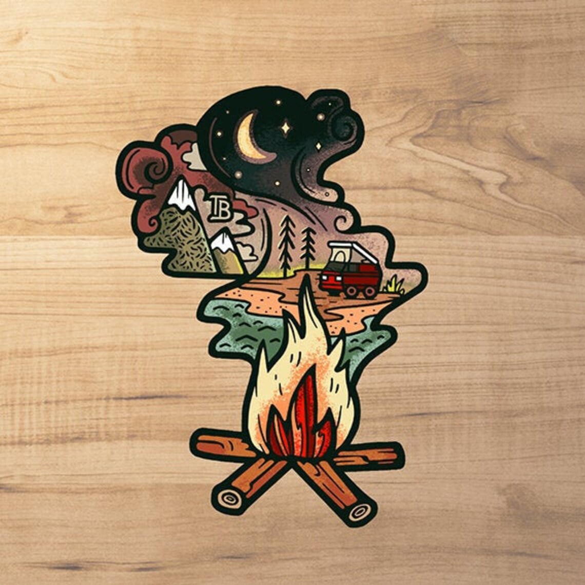 BONFIRE NIGHTS // Weatherproof Outdoor & Vanlife Sticker // - Etsy