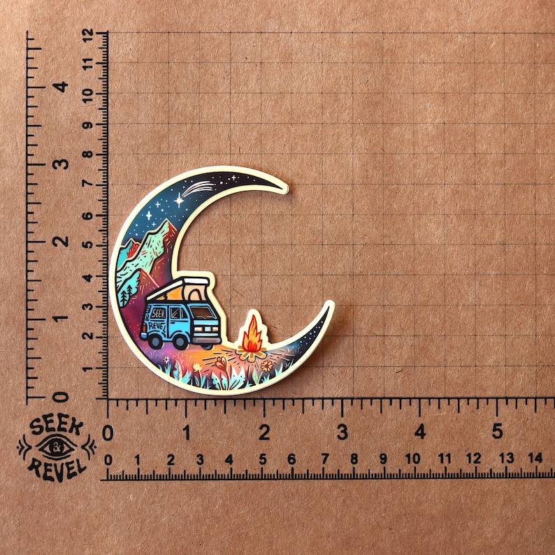 OVER THE MOON // Weatherproof Outdoor & Vanlife Sticker // - Etsy